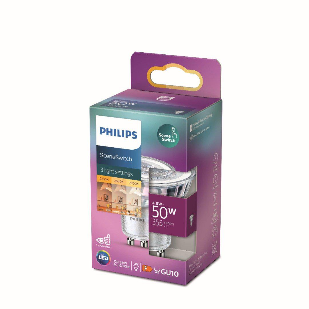 Philips LED spot SceneSwitch GU10 4,8/3,5/1,5W (50W) warm wit